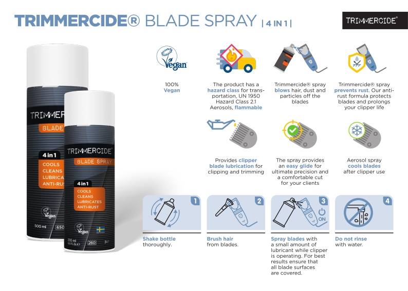 Trimmercide Blade Spray Hair Clipper Spray 400ml Made in Sweden
