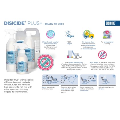 Disicide Plus+ Spray Ready To Use Biocidal Vegan Certified Smooth ...