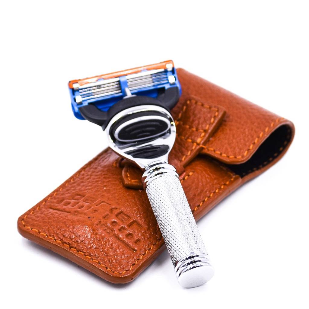 Parker Gillette Fusion Travel Razor with Genuine Leather Case