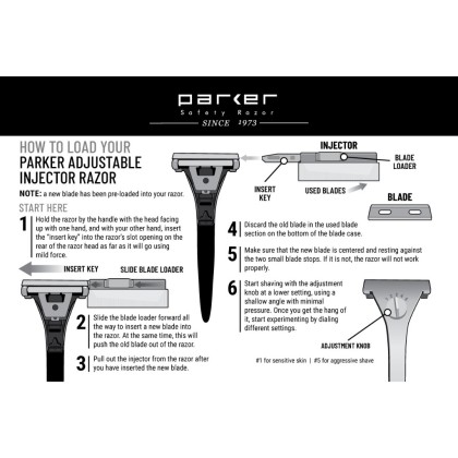 PARKER Adjustable Injector Razor comes with 20pc Injector Blades