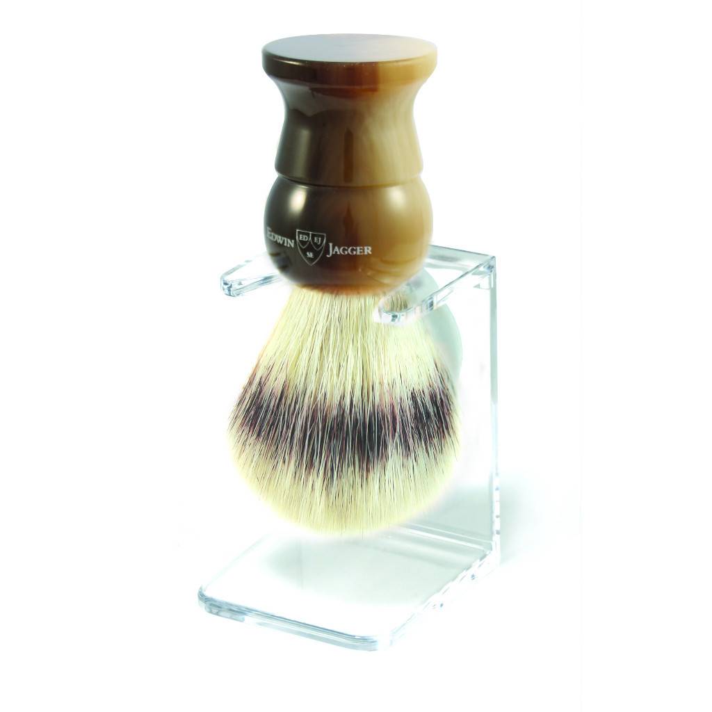 Edwin Jagger Imitation Horn Synthetic Fill Shaving Brush with Stand