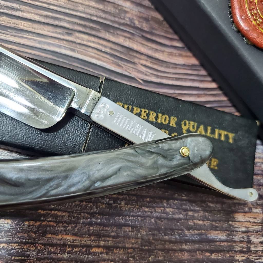 HILLMAN 6/8 Vintage Carbon Steel Straight Razor Made in Japan