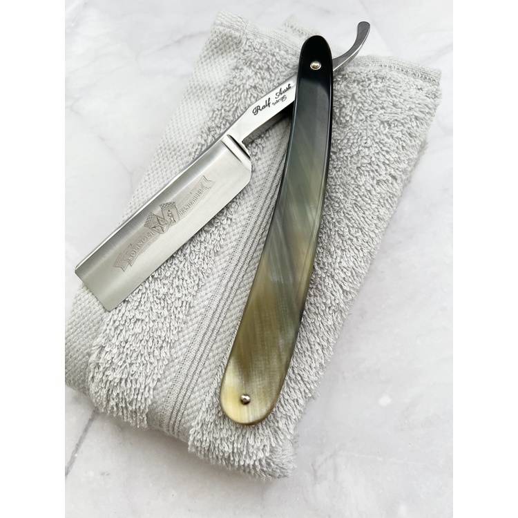 Ralf Aust 6/8 Carbon Steel American Point Horn Handle Straight Razor ...