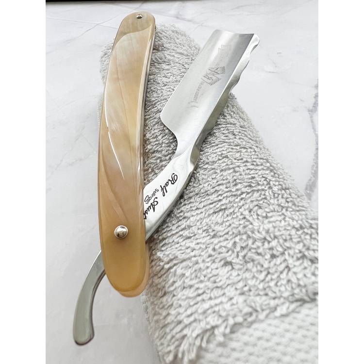Ralf Aust 6/8 Carbon Steel French Point Horn Handle Straight Razor Made ...