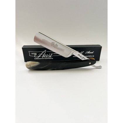 Ralf Aust 6/8 Carbon Steel Round Point Horn Handle Straight Razor Made ...
