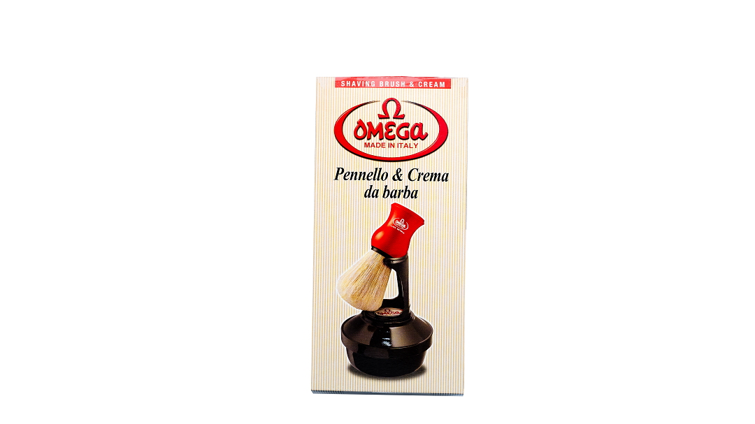 Omega Shaving Soap and Shaving Synthetic Brush Kit (Red/Dark Blue ...