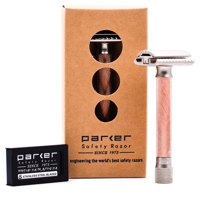 PARKER SHAVING VARIANT ADJUSTABLE DOUBLE EDGE SAFETY RAZOR ROSE GOLD ...